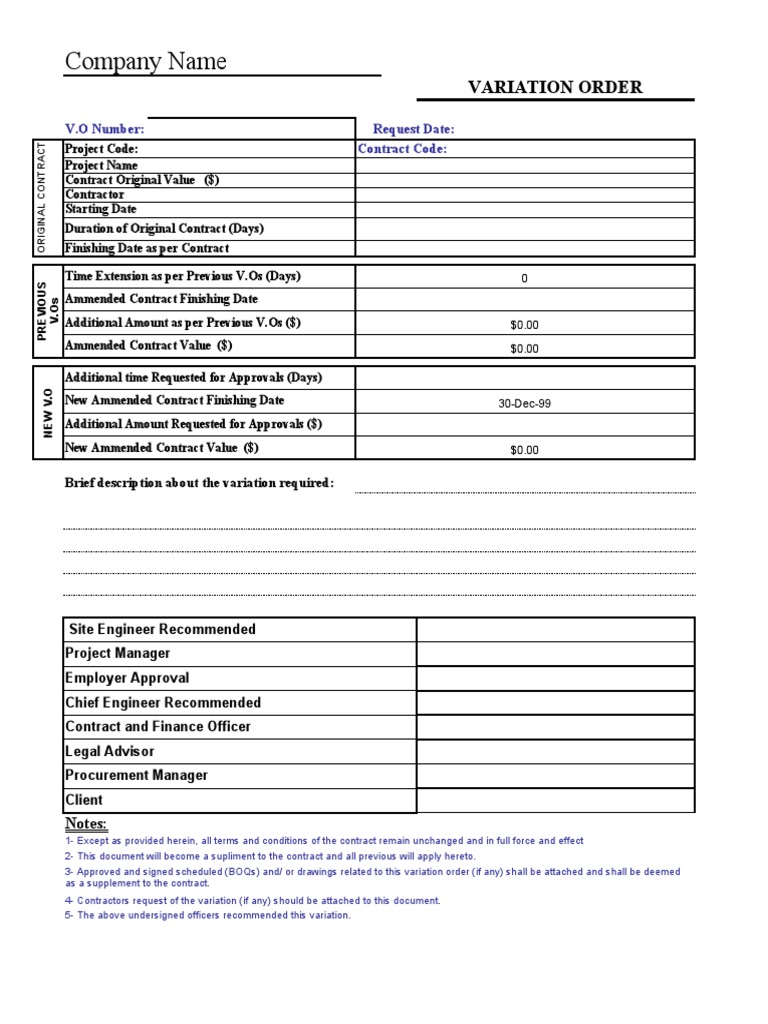 Company Name: Variation Order | PDF | Government | Common Law