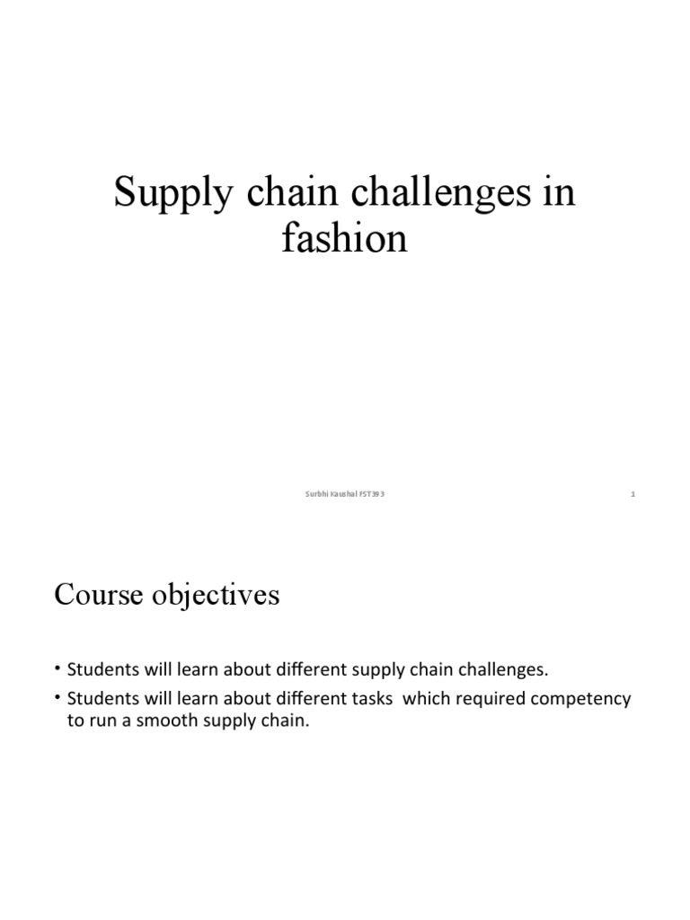 Lecture6-7 - 20447 - UNIT-2-Supply Chain Challenges in Fashion ...