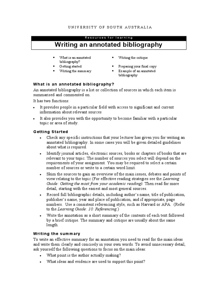 What Is An Annotated Bibliography? | PDF | Bibliography | Learning