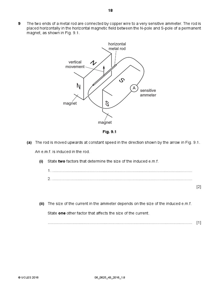 Pages From 0625 - s16 - QP - 43-09 | PDF | Force | Electromagnetism