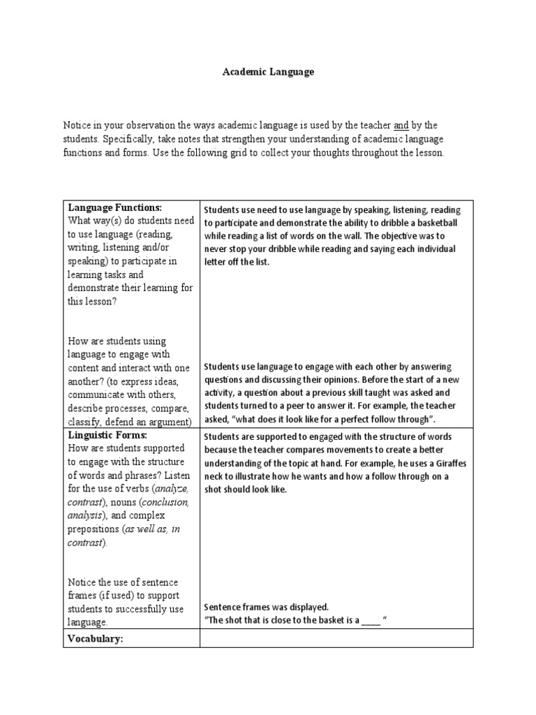 Academic Language | PDF | Question | Word