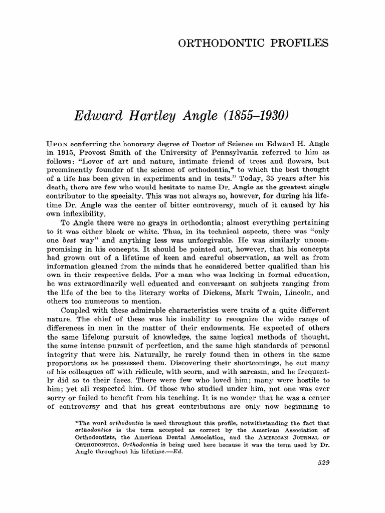 Edward Hartley Angle (18554930) | PDF | Orthodontics | Dentistry
