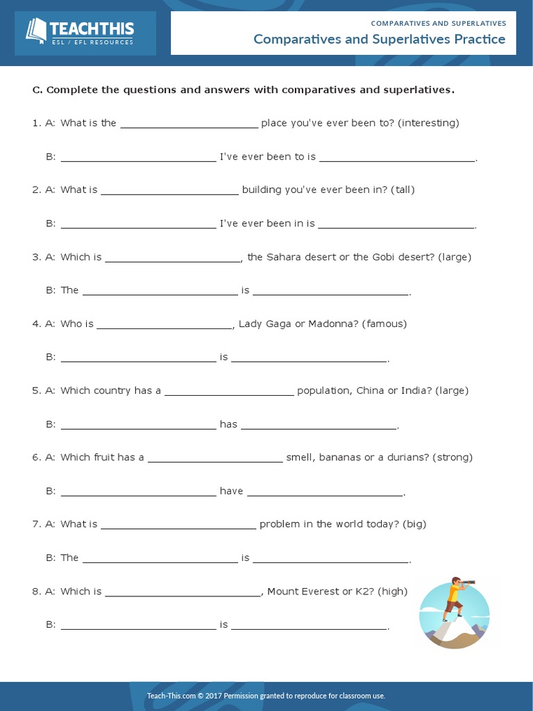 C. Complete The Questions and Answers With Comparatives and ...