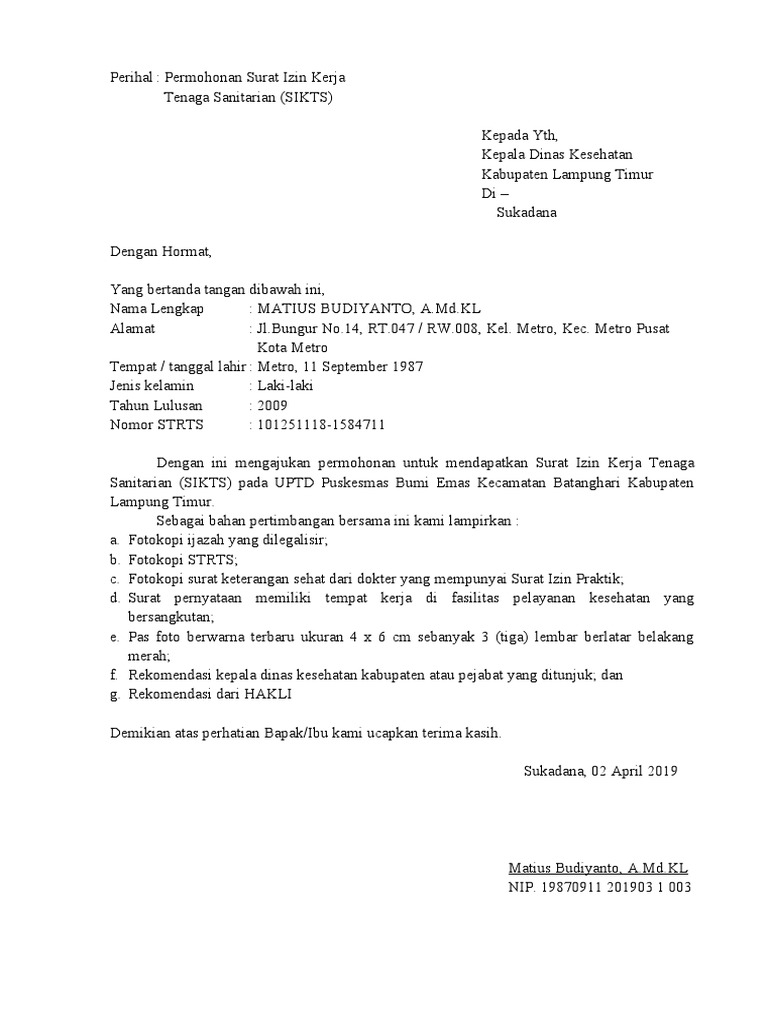 Permohonan SIKTS Lampung Timur | PDF | Ilmu Sosial