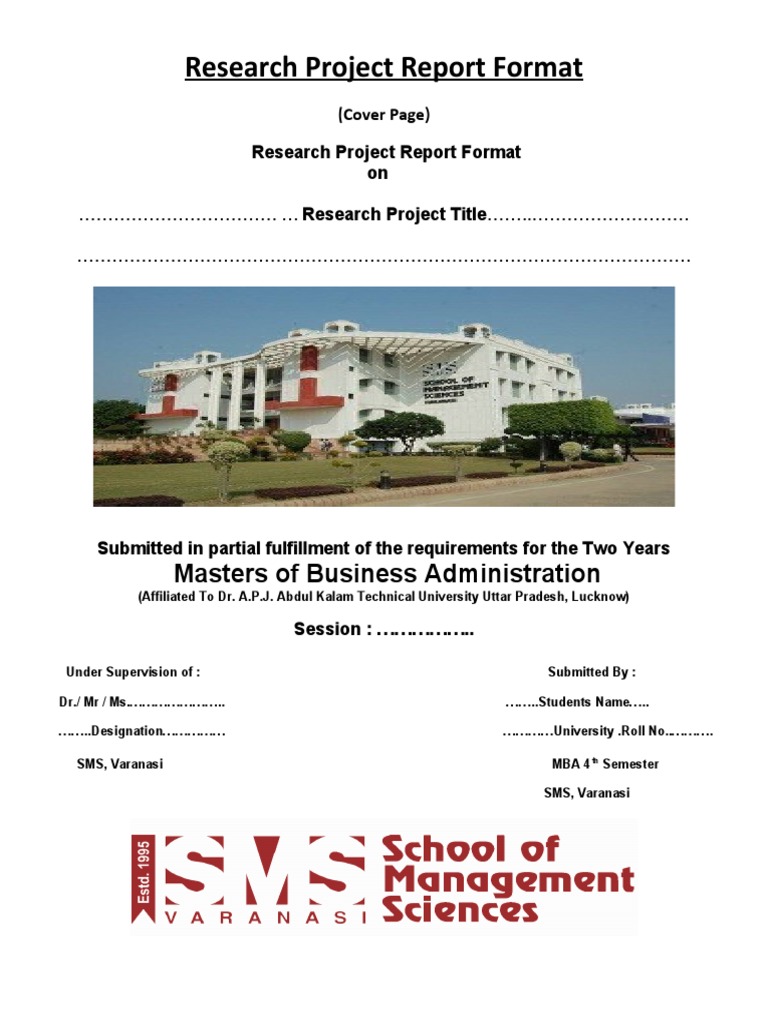 Research Project Report Format MBA IV Sem | Download Free PDF | Thesis ...