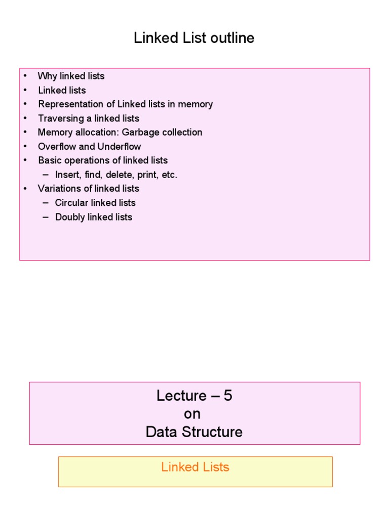 Linked List Outline | PDF | Pointer (Computer Programming) | Data Management