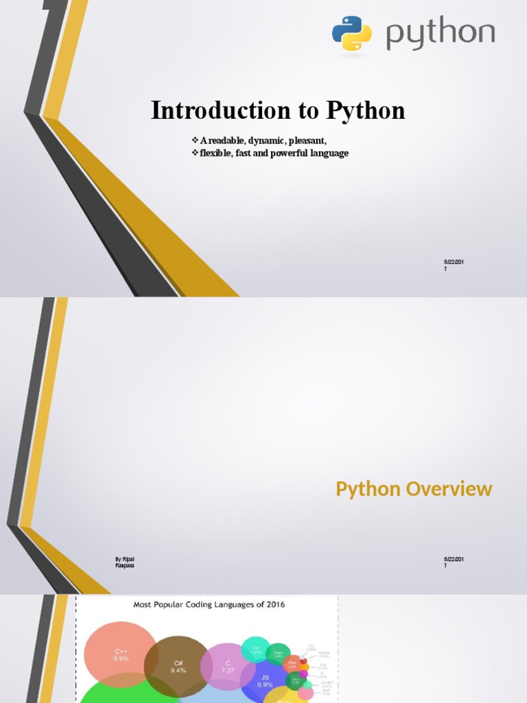 Introduction To Python: A Readable, Dynamic, Pleasant, Flexible, Fast and Powerful Language ...