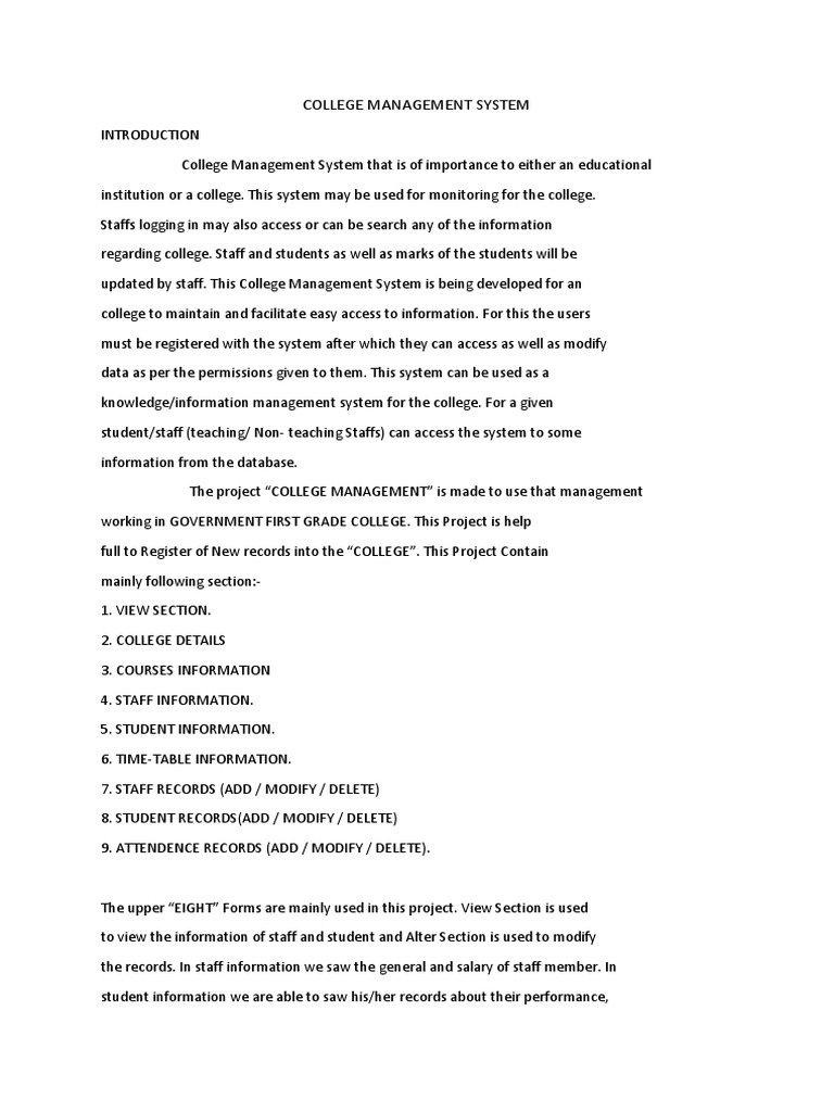 College Management System | PDF | Microsoft Access | Information
