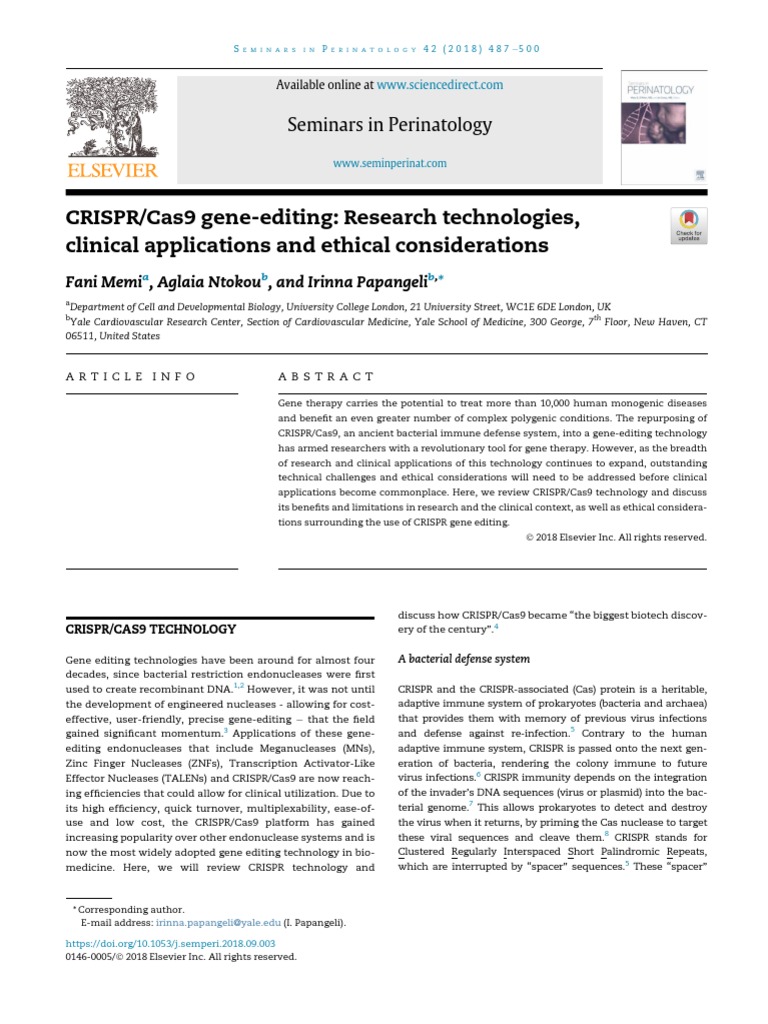 CRISPR Cas9 GENE EDITING RESEARCH TECHNOLOGIES CLINICAL APLICATION AND ...