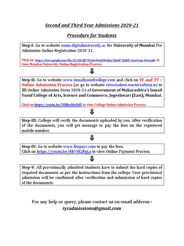SY and TY Admission Instructions | PDF | Career & Growth | Business