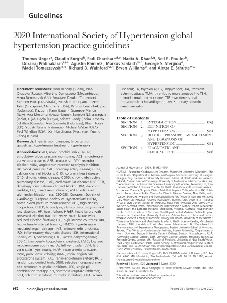 2020 International Society of Hypertension Global Hypertension Practice ...