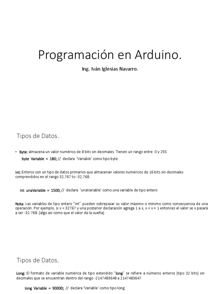 C# 7 Programación en Arduino | PDF | Tipo de datos | Poco