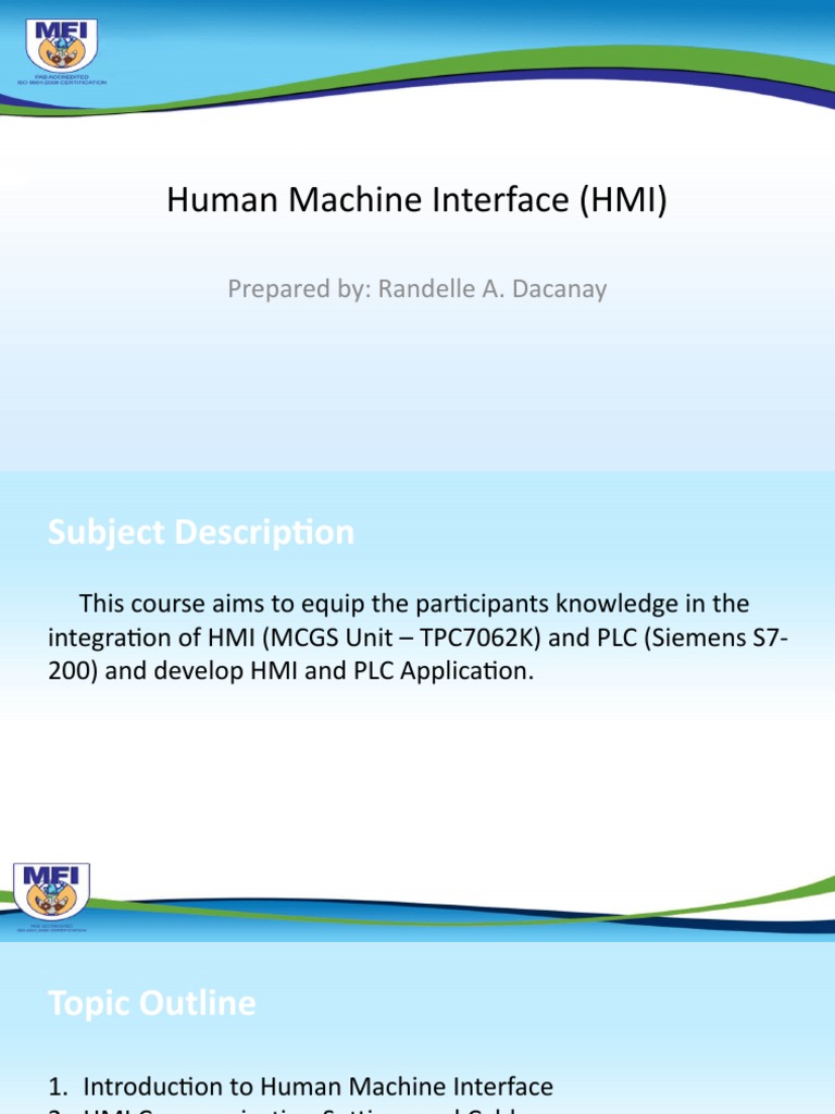 Human Machine Interface (HMI) | PDF | User Interface | Graphical User Interfaces