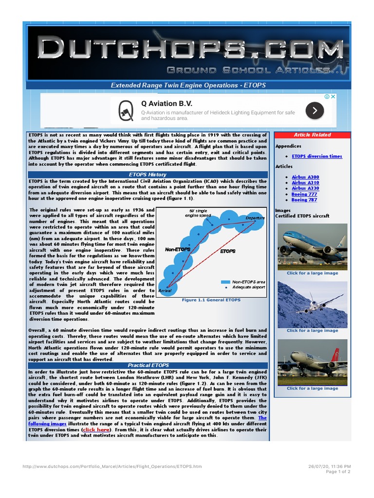 Extended Range Twin Engine Operations (ETOPS) | PDF | Aircraft | Transport