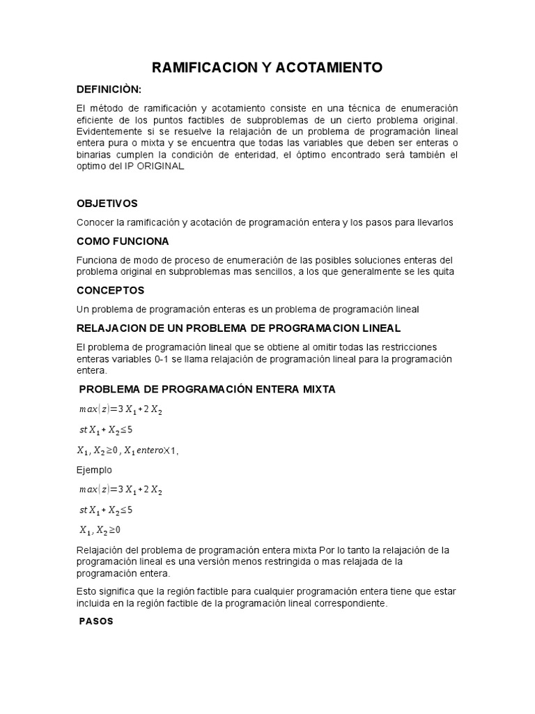 Método de ramificación y acotamiento para resolver problemas de ...