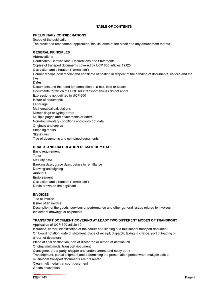 Isbp 745 | PDF | Bill Of Lading | Cargo