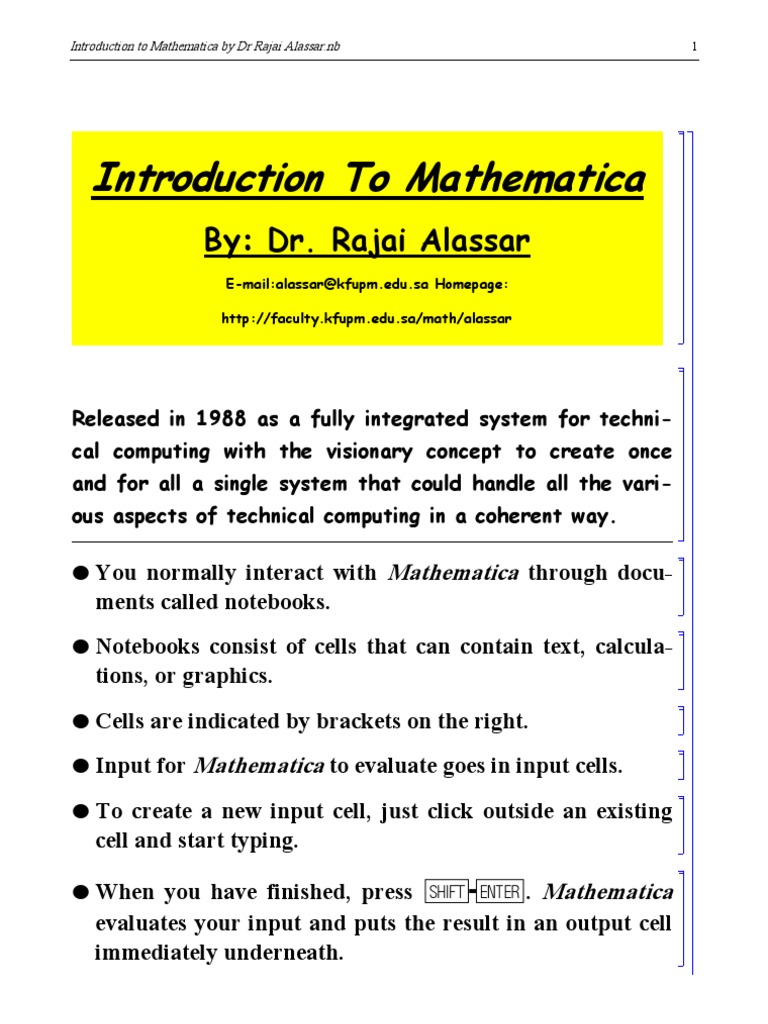 Introduction To Mathematica: By: Dr. Rajai Alassar | PDF | Logarithm ...