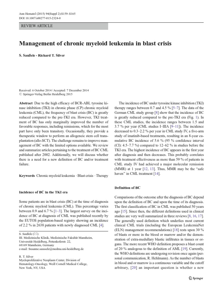 Management of Chronic Myeloid Leukemia in Blast Crisis | PDF | Leukemia ...
