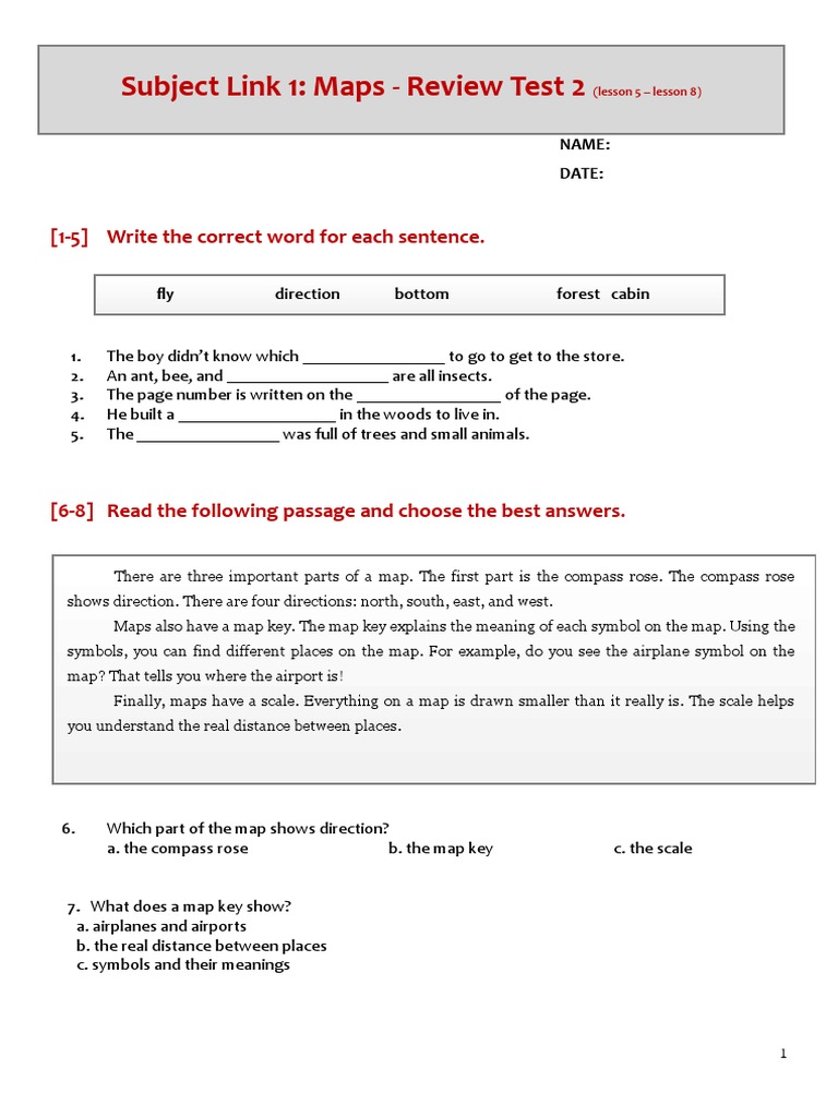 Subject Link 1 Review Test 2 | Download Free PDF | Map | Trees