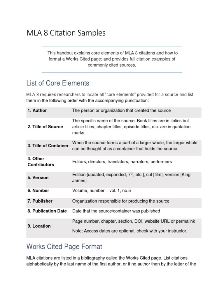 Mla 8 Reference Guide PDF | PDF | Citation | Written Communication