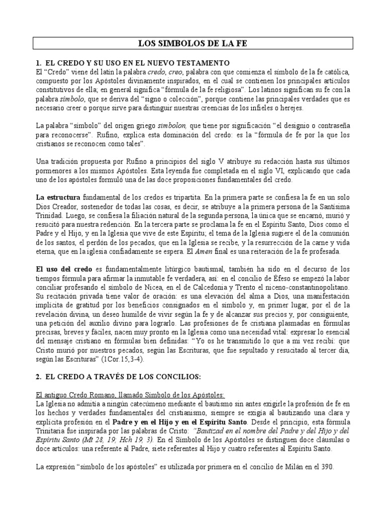 Los Simbolos de La Fe | PDF | Credo | espíritu Santo