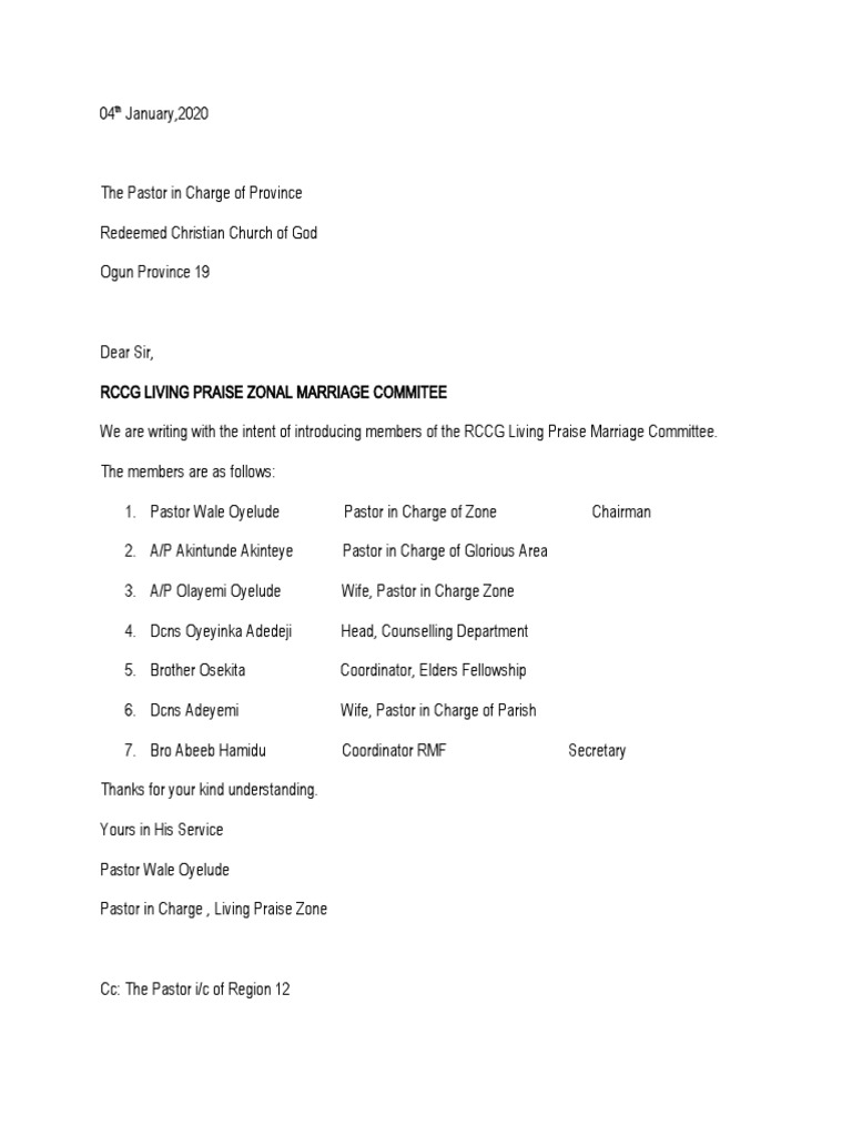 RCCG Living Praise Marriage Counselling - Commitee | PDF