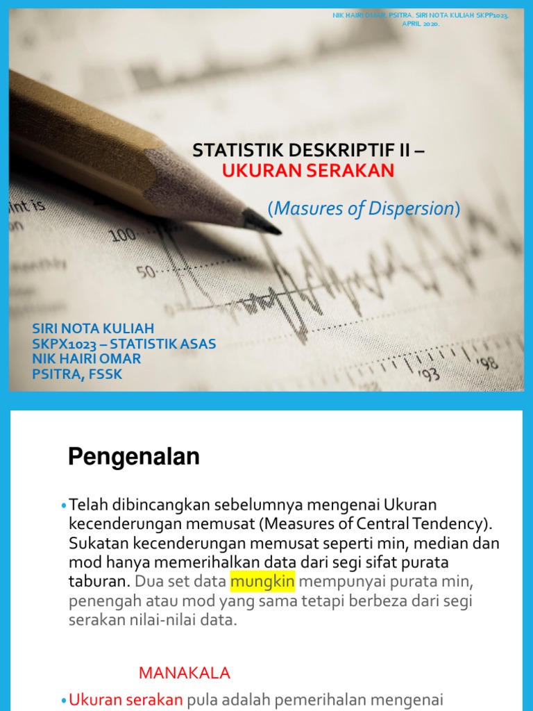Kuliah 3 - Statistik Deskriptif II - Ukuran Serakan (MD) | PDF