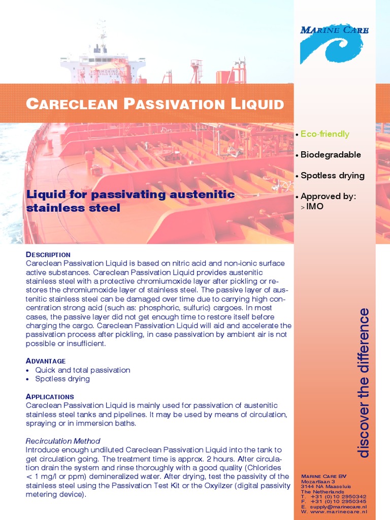 Areclean Assivation Iquid: Liquid For Passivating Austenitic Stainless ...
