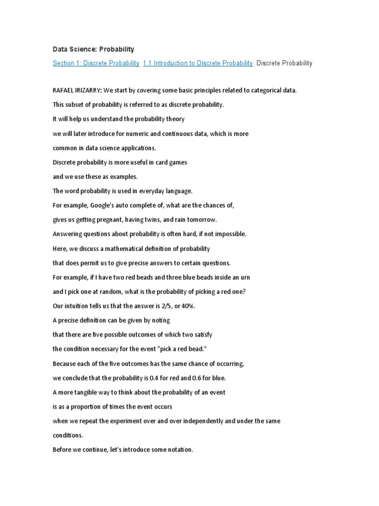 Understanding Probability Through Simulation: An Introduction to Monte Carlo Methods in R | PDF ...