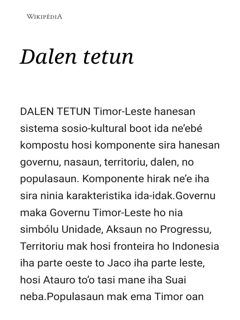 Dalen Tetun - Wikipedia PDF | PDF