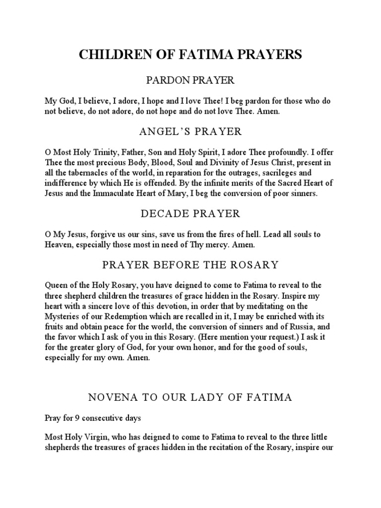Children of Fatima Prayers | PDF | Our Lady Of Fátima | Rosary