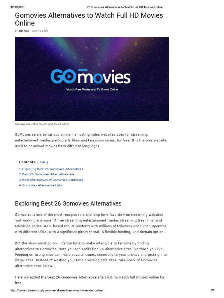 26 Gomovies Alternatives To Watch Full HD Movies Online | PDF ...
