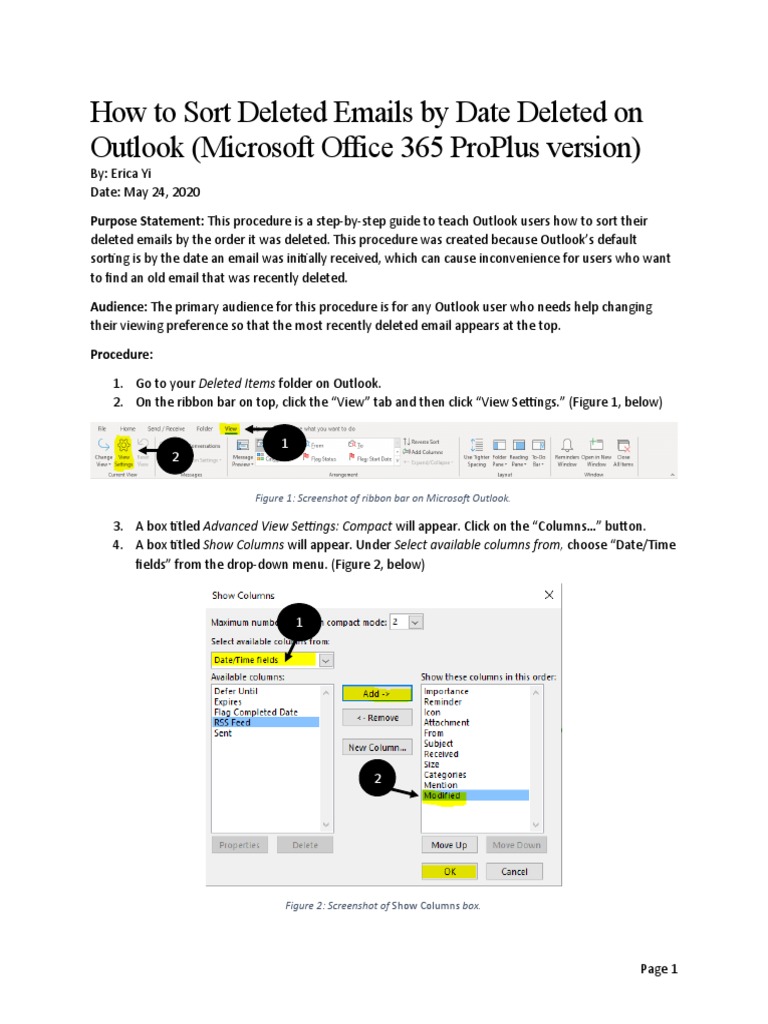 How To Sort Deleted Outlook Emails by Date Deleted | PDF | Microsoft ...