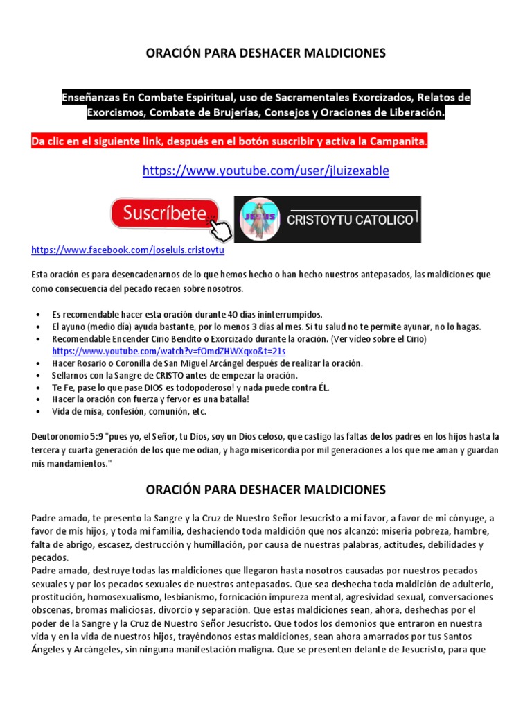 Oracion para Deshacer Maldiciones | PDF | Maldición | Oración