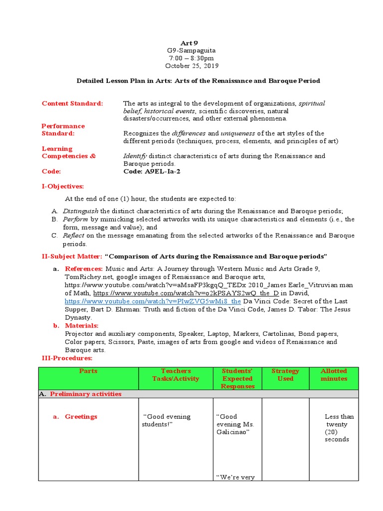 Comparing Artistic Styles of the Renaissance and Baroque Periods: A ...