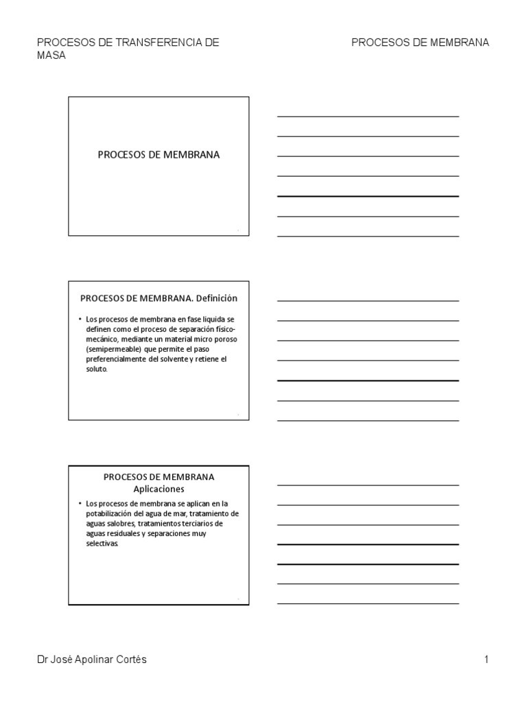 PROCESOS DE MEMBRANA-1ssb (Modo de Compatibilidad) PDF | PDF | Ósmosis ...