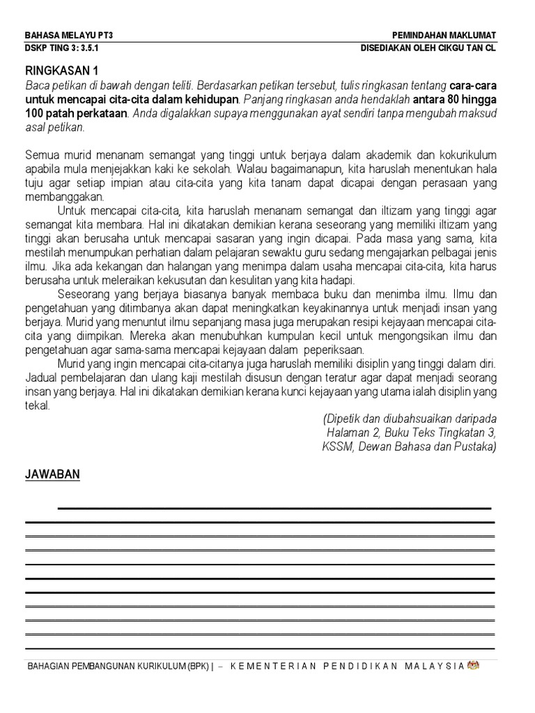 BM Ringkasan 1 | PDF