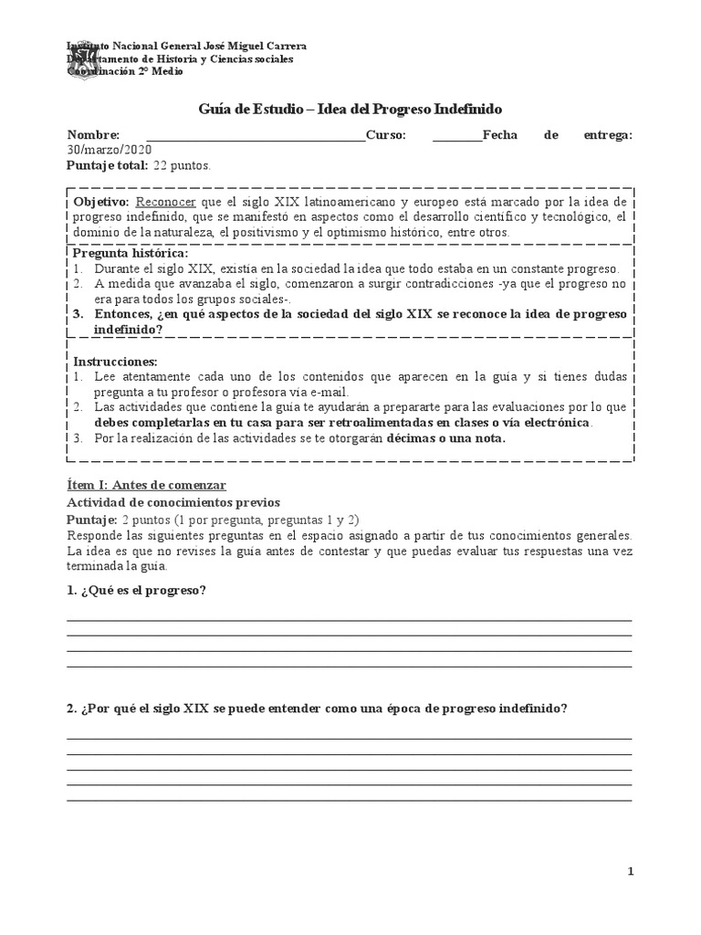 Guía 2 Idea Del Progreso Indefinido | PDF | Dialéctico | Materialismo