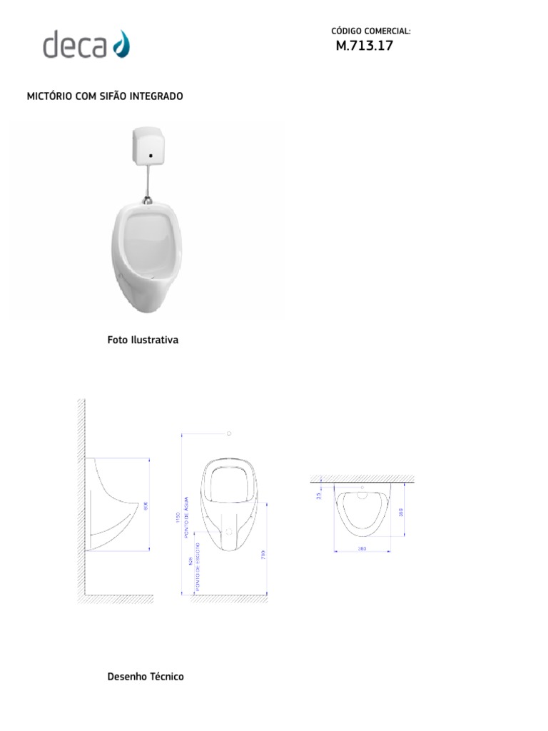 Mictório Sifão Integrado DECA - M.713.17 - FICHA TÉCNICA | PDF