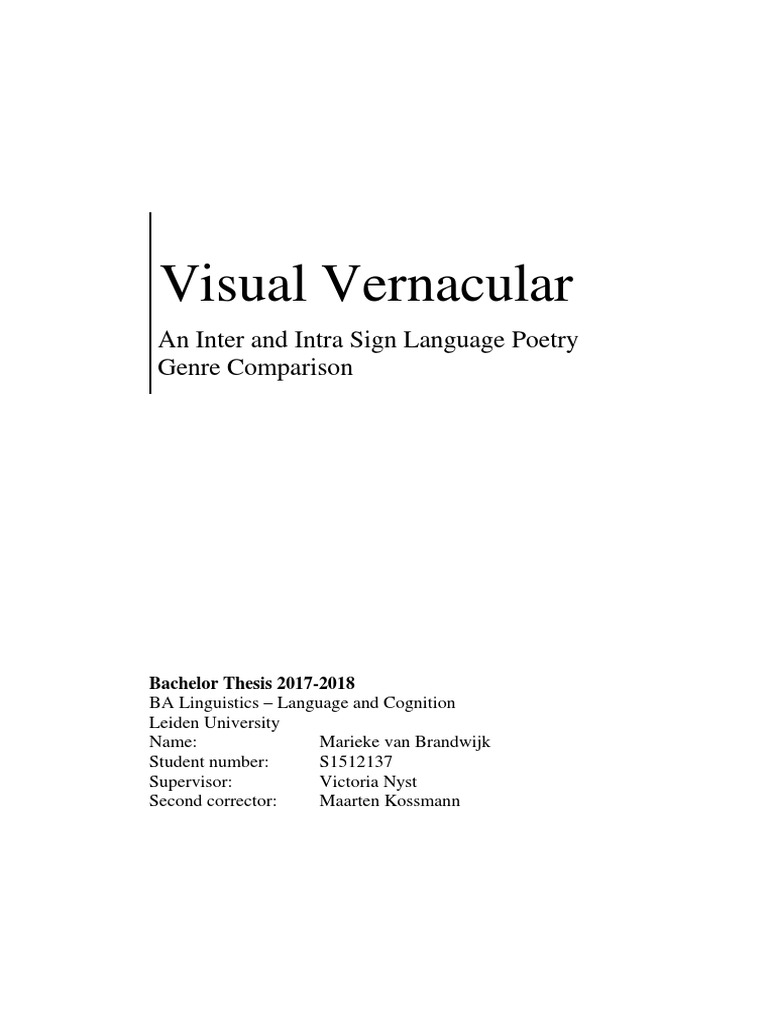 Visual Vernacular in ASL Poetry | PDF | American Sign Language | Sign ...