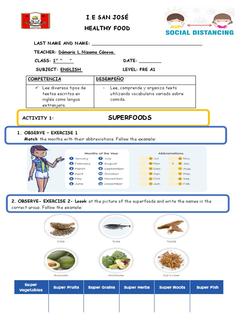 Super Foods Pre A1 | PDF