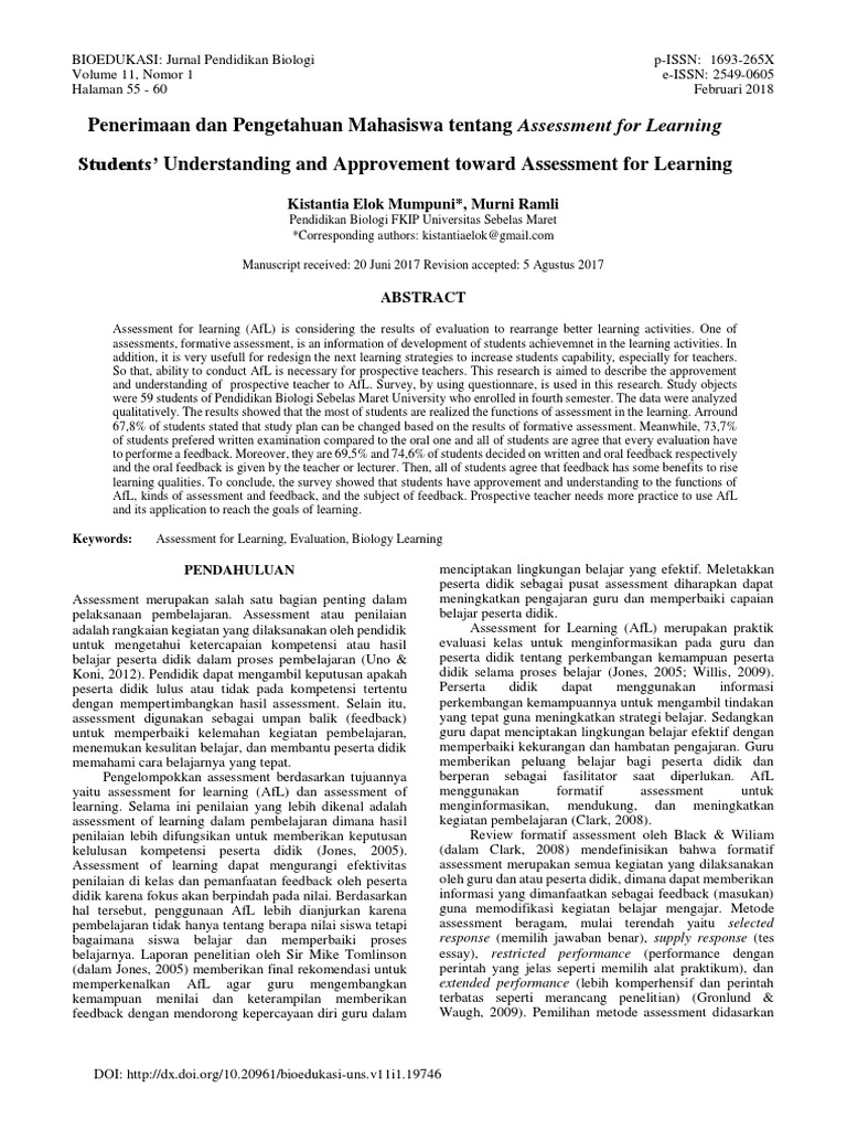 Student Insights on Assessment for Learning | PDF | Methodology | Pedagogy