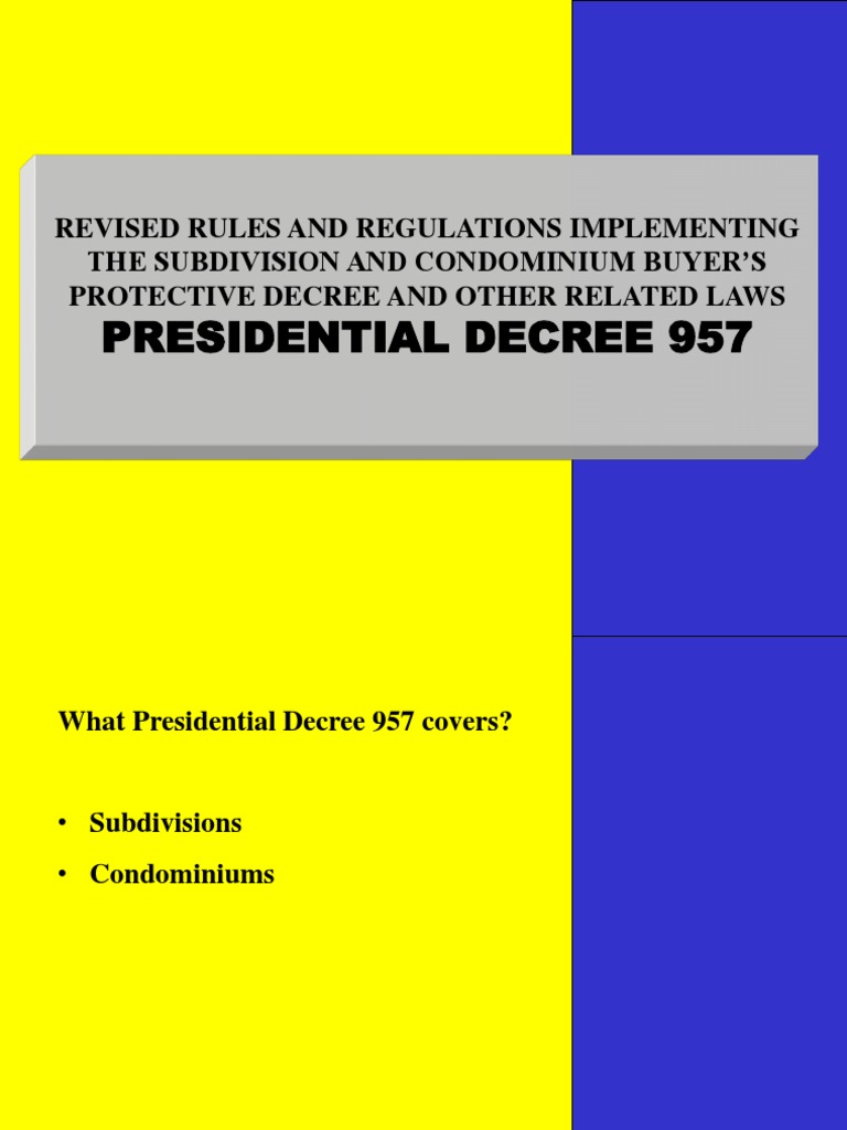 Presidential Decree 957 | PDF | Condominium | Law And Economics