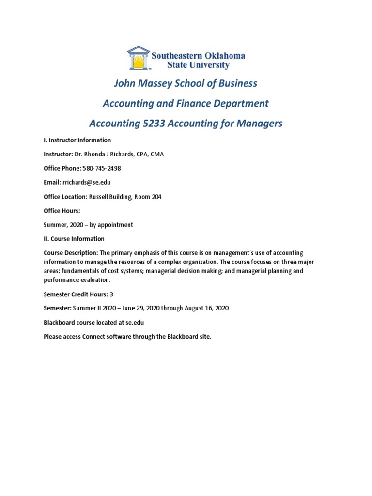 Managerial Accounting Course Overview | PDF | Academic Dishonesty ...