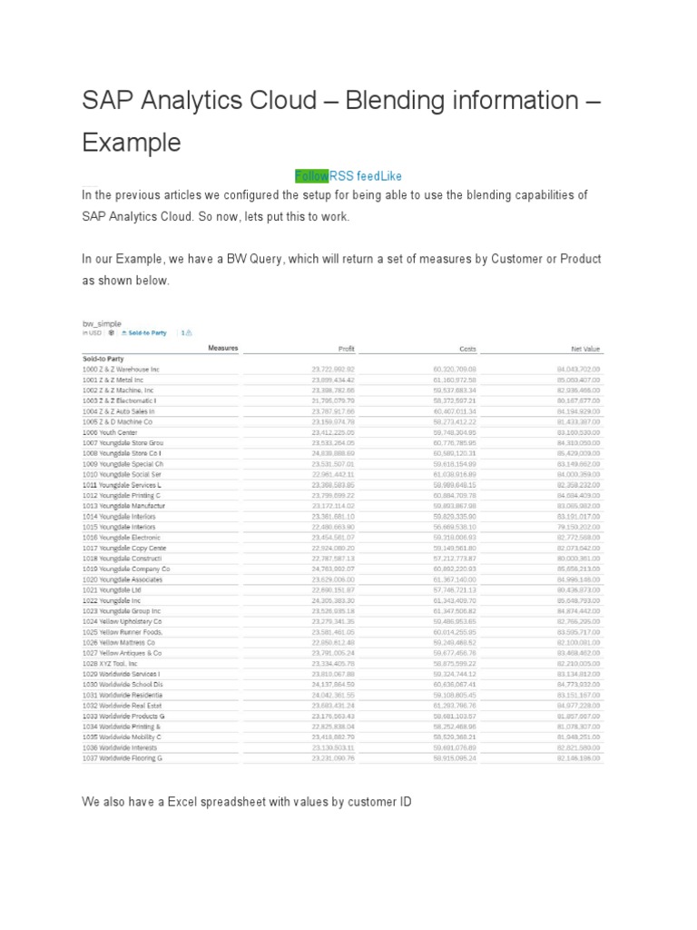 SAP Analytics Cloud - Blending Information - Example | PDF ...