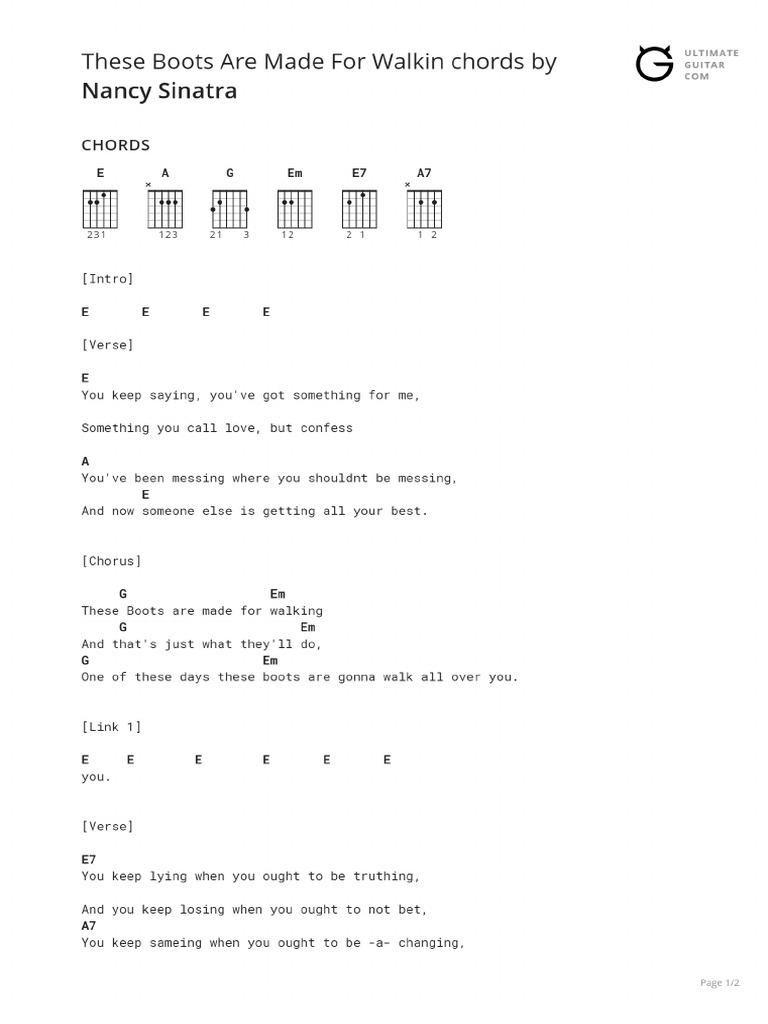 These Boots Are Made For Walkin Chords | PDF