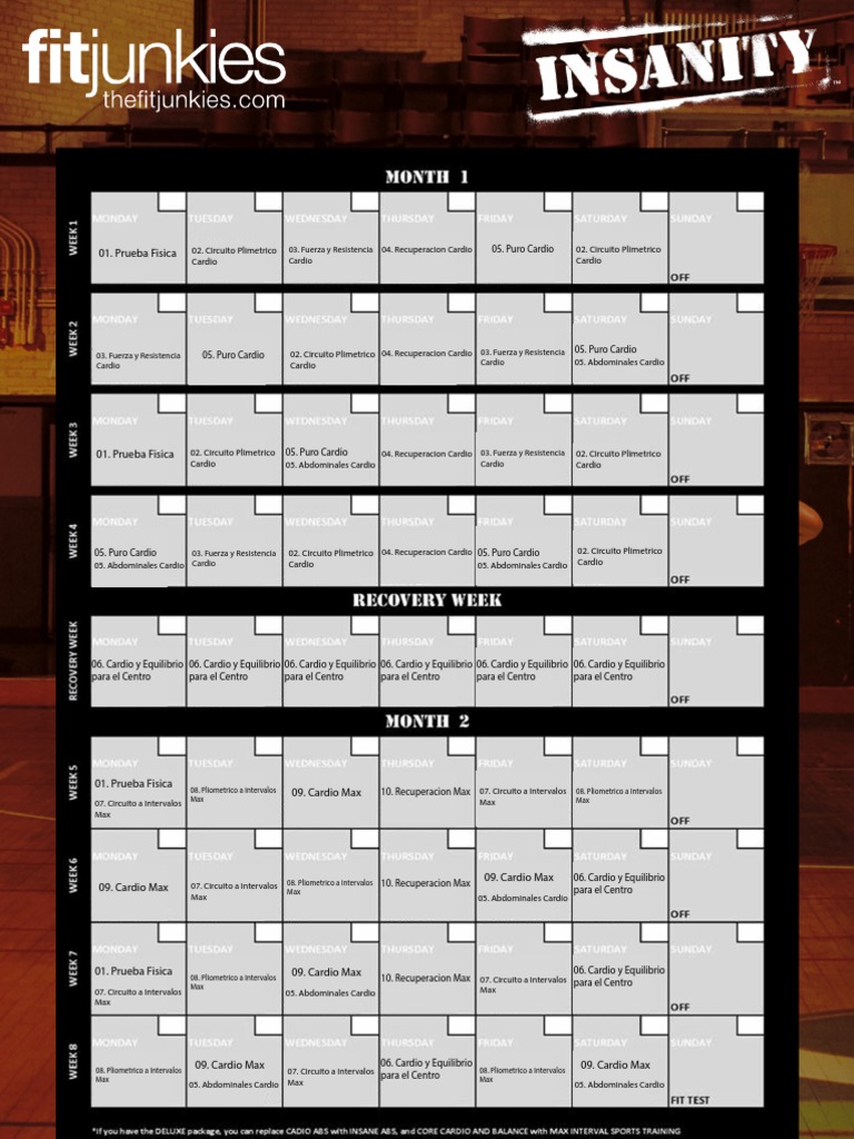 Insanity Calendario Español | PDF