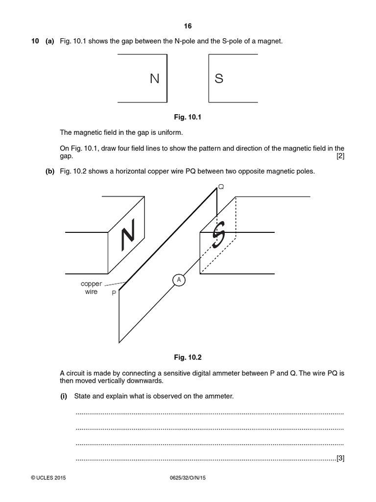 Pages From 0625 - w15 - QP - 32-10 | PDF | Electricity | Force