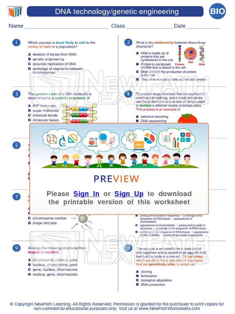 DNA Technology/genetic Engineering: Please or To Download The Printable ...