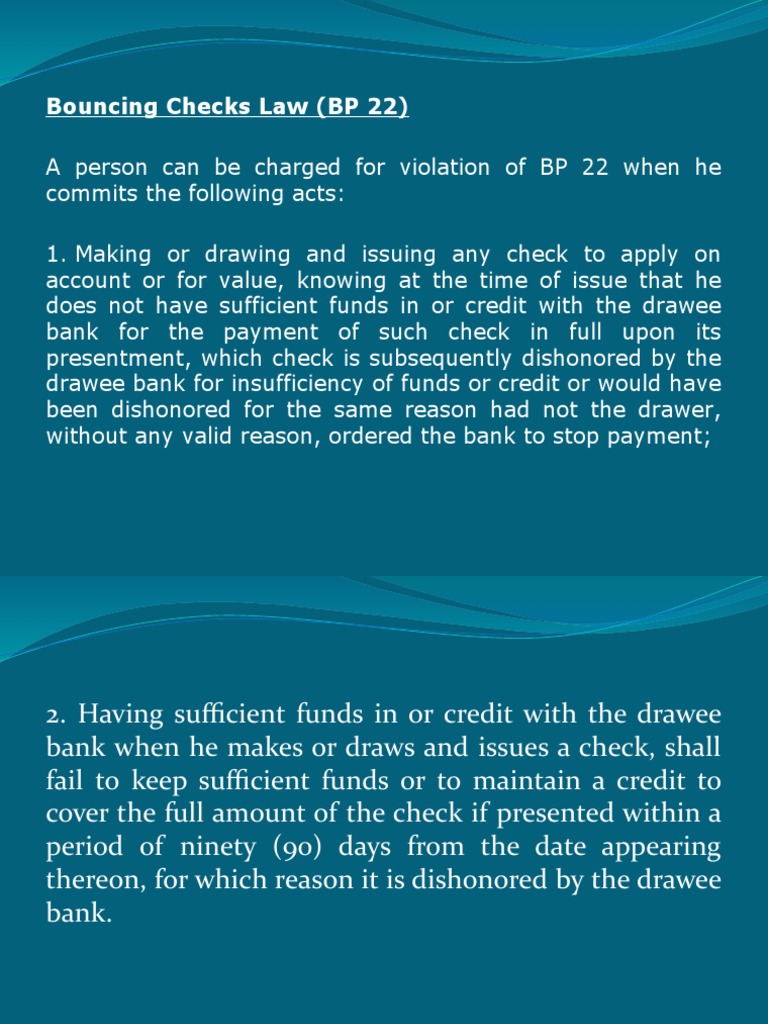 Bouncing Checks Law (BP 22) | PDF | Fraud | Cheque